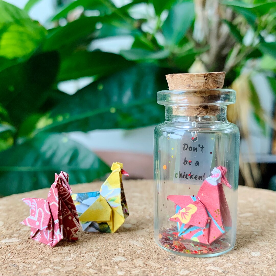 Origami Chicken Pun Encouragement Message or Personalised Message in a ...
