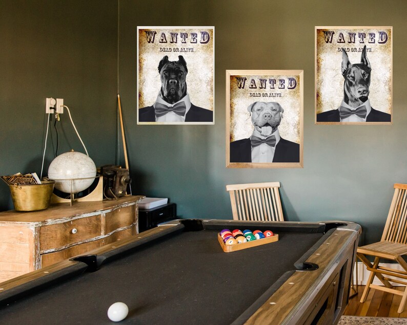 Western Wanted Poster-dogs Gang-digital Prints-wall Art-wild West ...