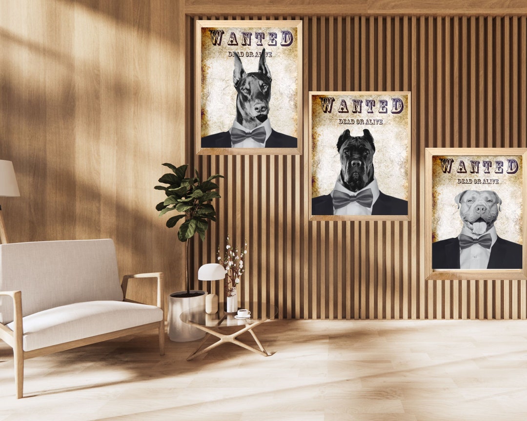 Western Wanted Poster-dogs Gang-digital Prints-wall Art-wild West ...