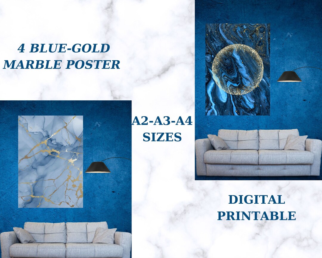 4 Blue-gold Marble Printable Posters to Decorate Your Home or Office ...