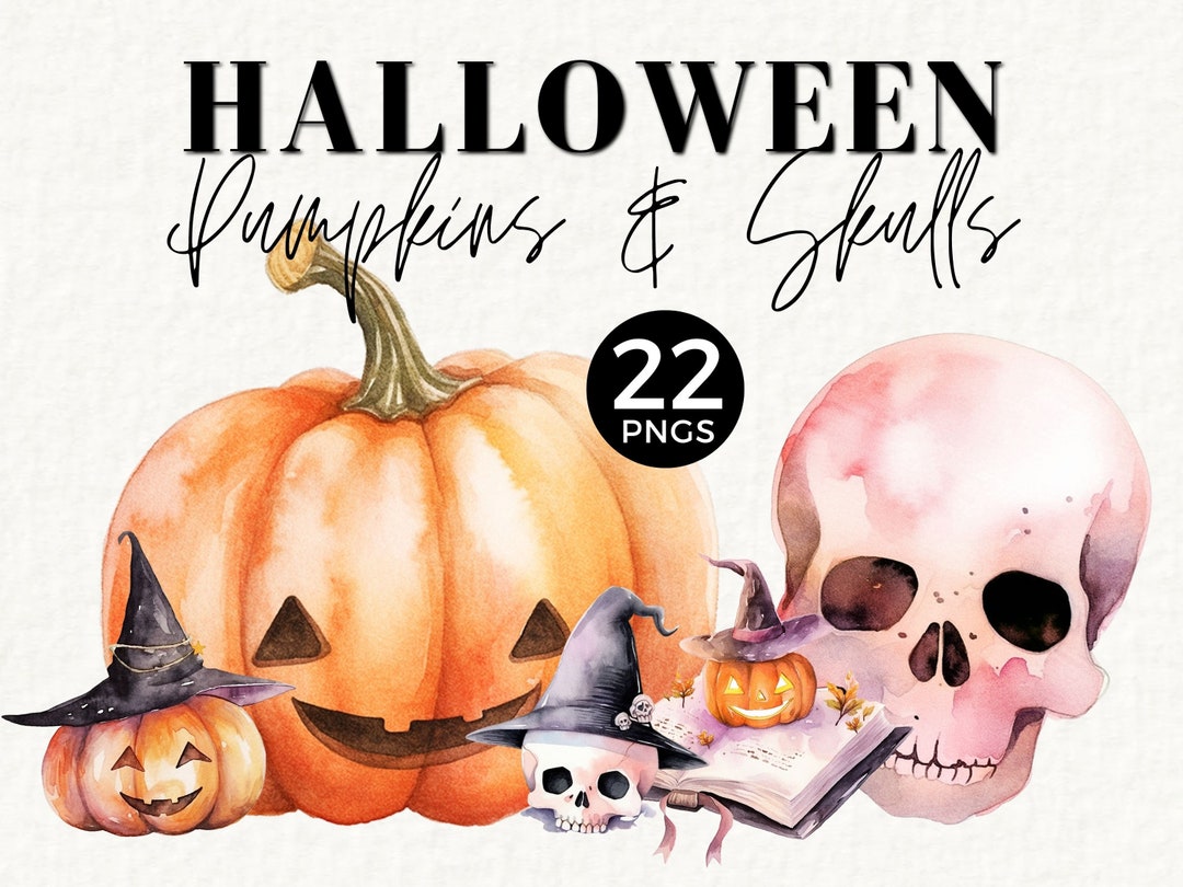 Cute Halloween Clipart Commercial Use, Jack O Lantern, Skulls PNG ...