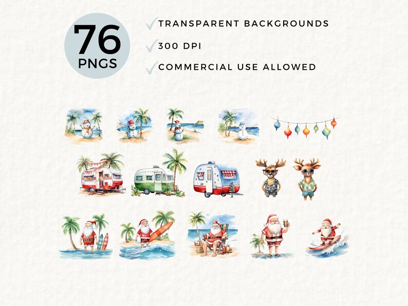 Tropical Beach Christmas Clipart Mega Bundle Xmas PNG - Etsy Australia