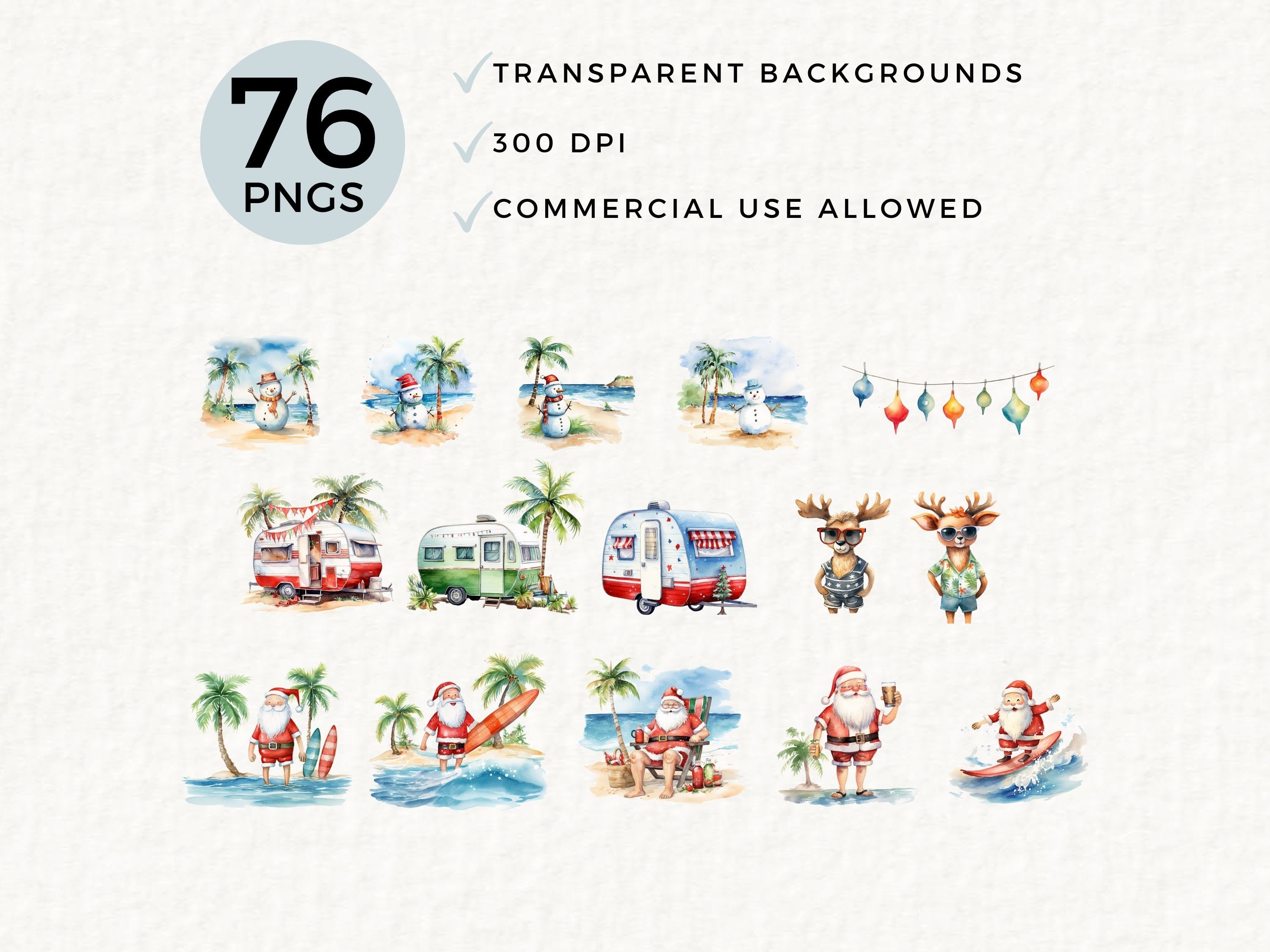 Tropical Beach Christmas Clipart Mega Bundle Xmas PNG - Etsy Australia