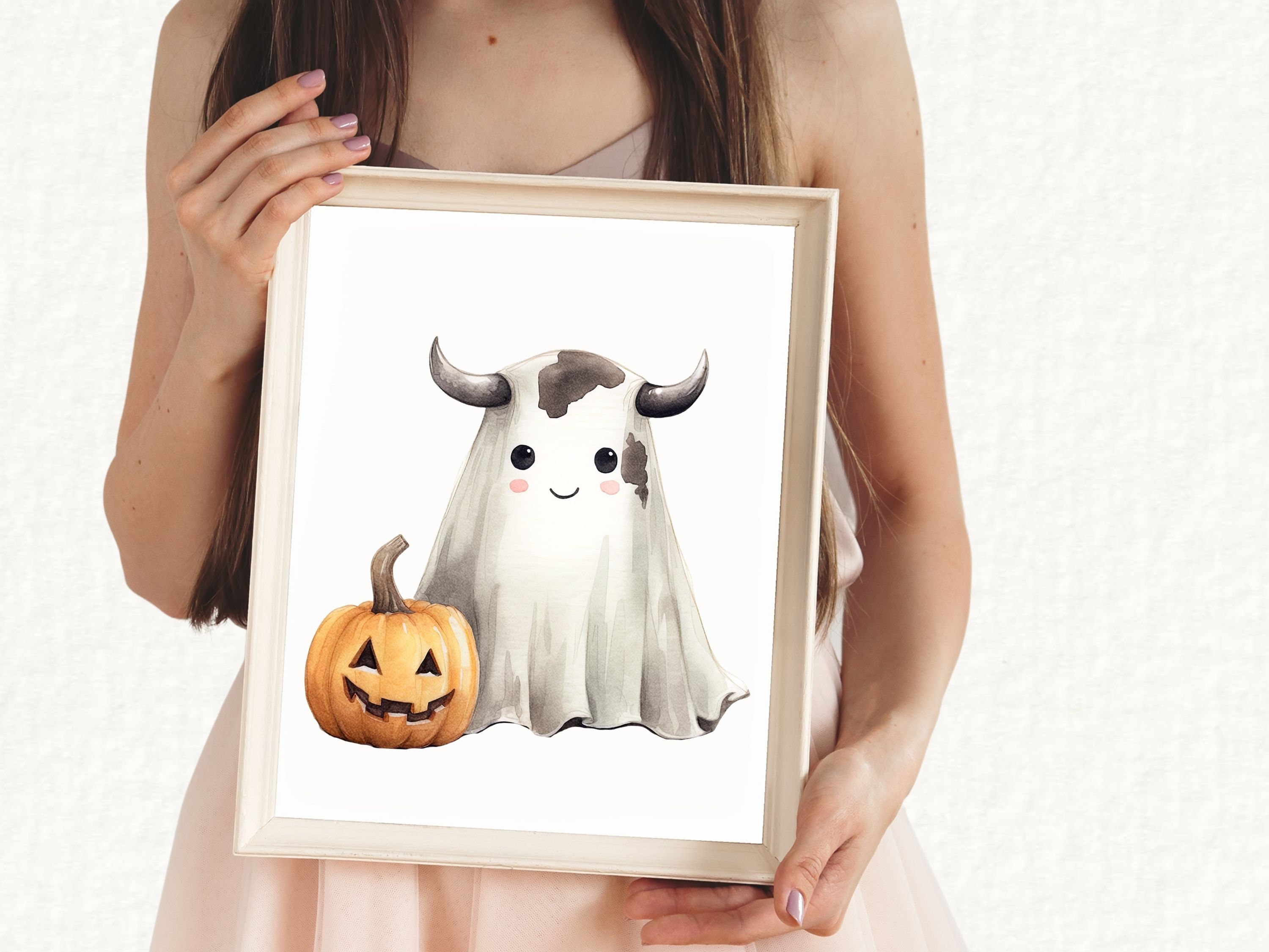 Halloween Cow Ghost Clipart SINGLE Png FILE Sweater POD - Etsy