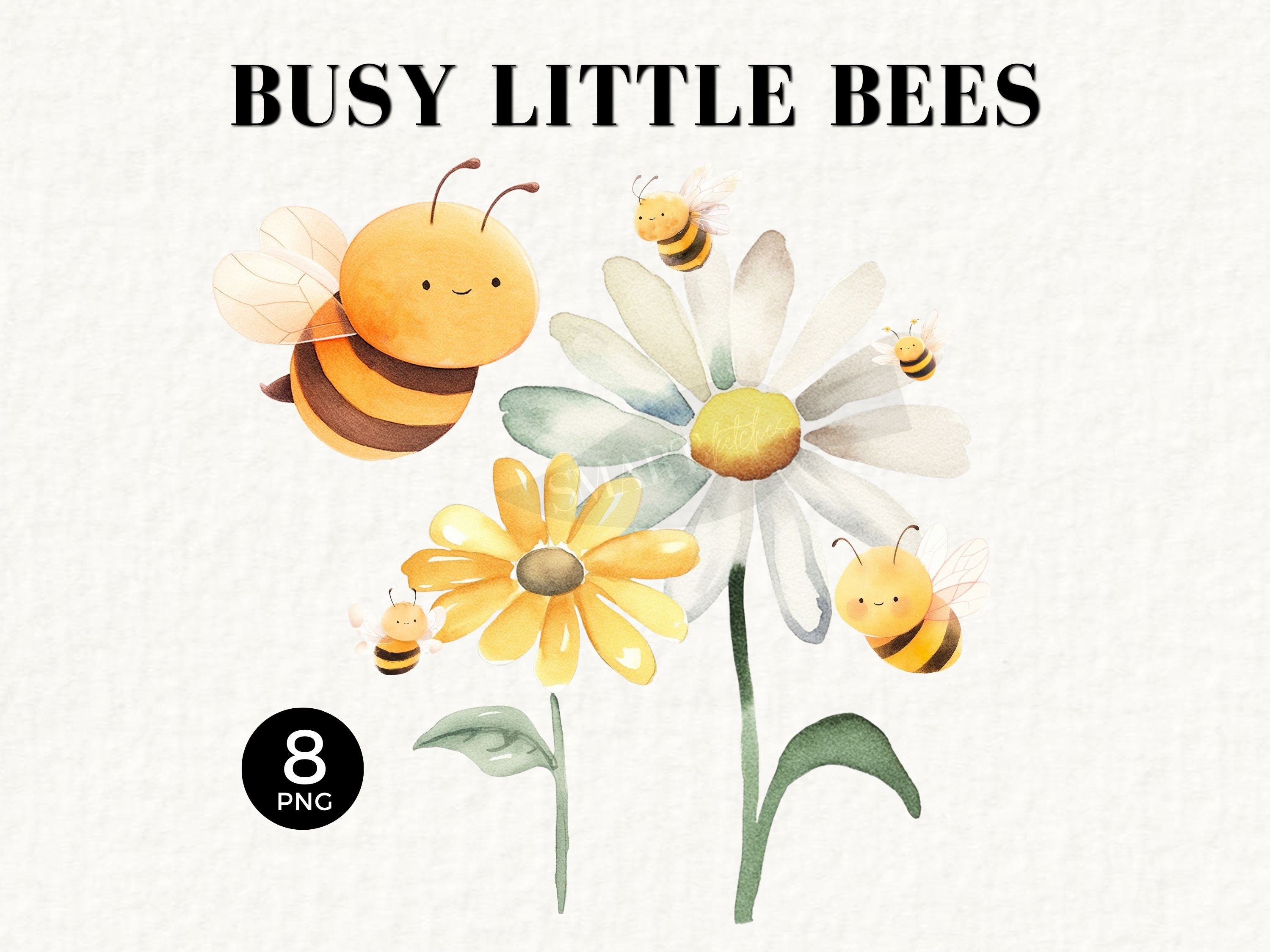 Daisy and Bee Clipart Bee Watercolor Cute Honey Bees Card - Etsy