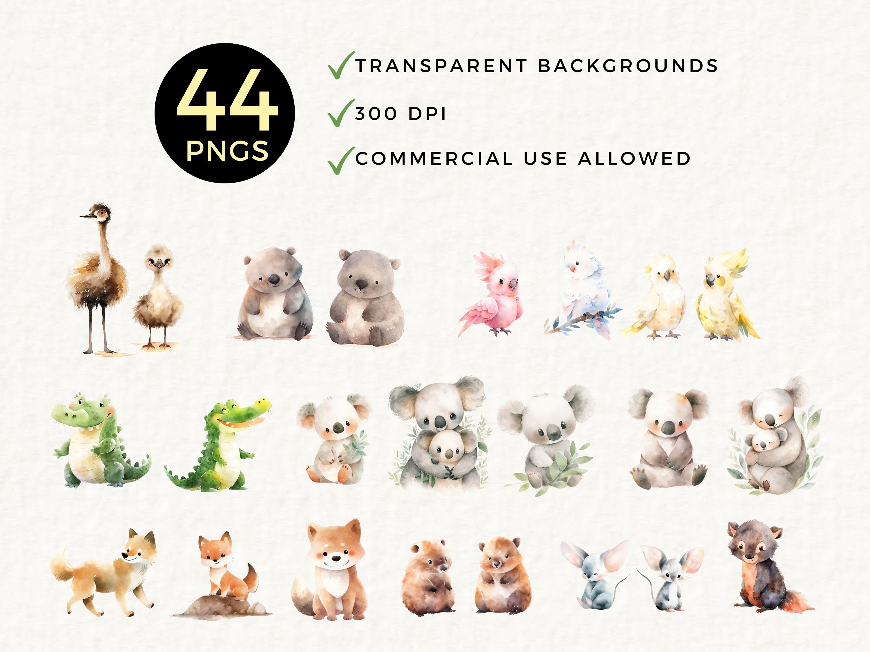 Koala Clipart, Australian Animal Watercolor PNG, Nursery Decor, Wild ...
