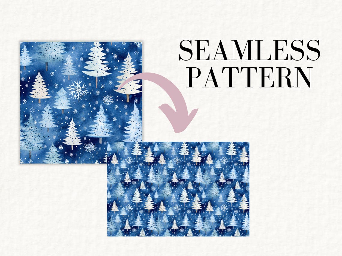 Blue Christmas Digital Paper, SEAMLESS Xmas Background, Commercial Use ...