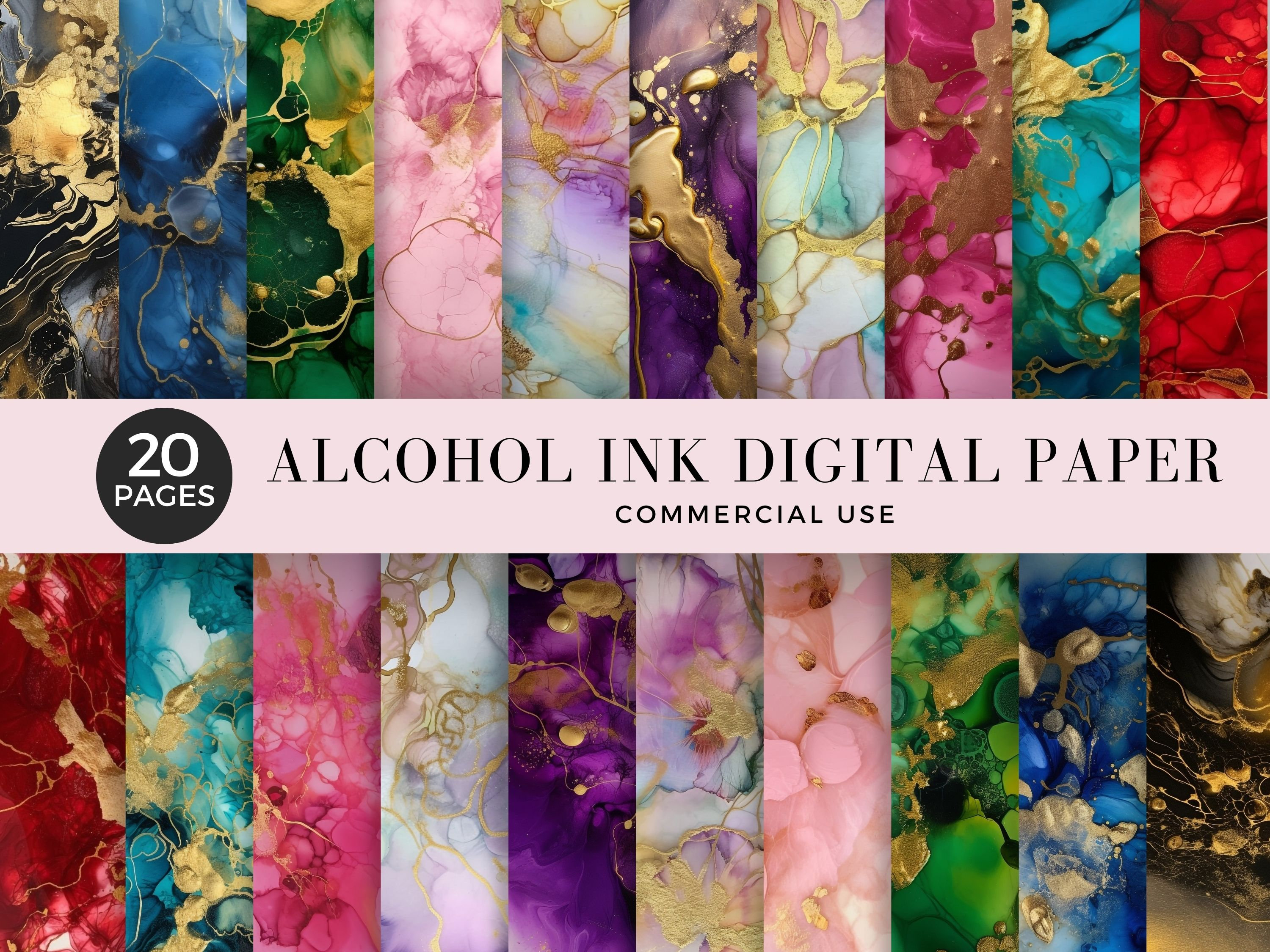 20 Alcohol Ink Digital Paper, Use for Tumbler Wrap, Instant Digital ...