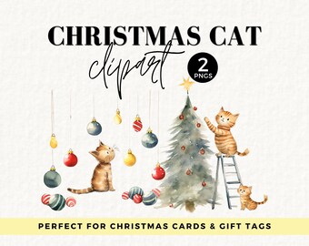 Cute Christmas Kitten Clipart Christmas Baby Animal Clipart - Etsy