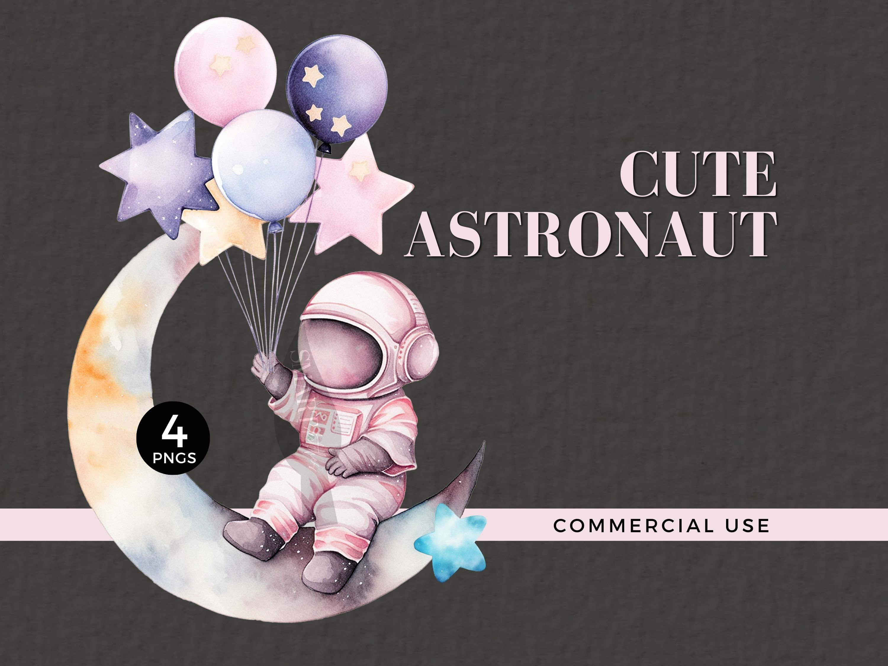 Little Astronaut Clipart, Pink, Girl, Watercolor, Spaceman, for ...