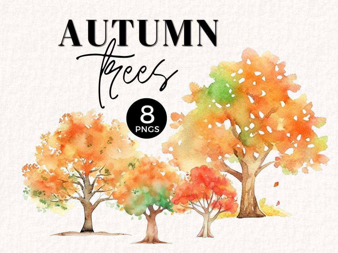 Watercolor Autumn Trees Clipart, Fall Foliage, Autumn Scenery, for ...