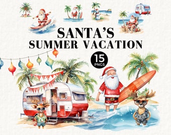 Camper's Christmas Clipart PNG Bundle, Christmas in July Clipart ...