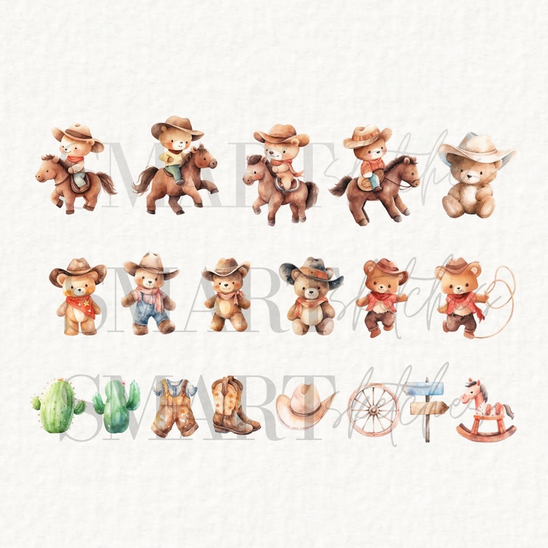 Cute Cowboy Clipart Watercolor Western Clipart Cowboy Boots - Etsy