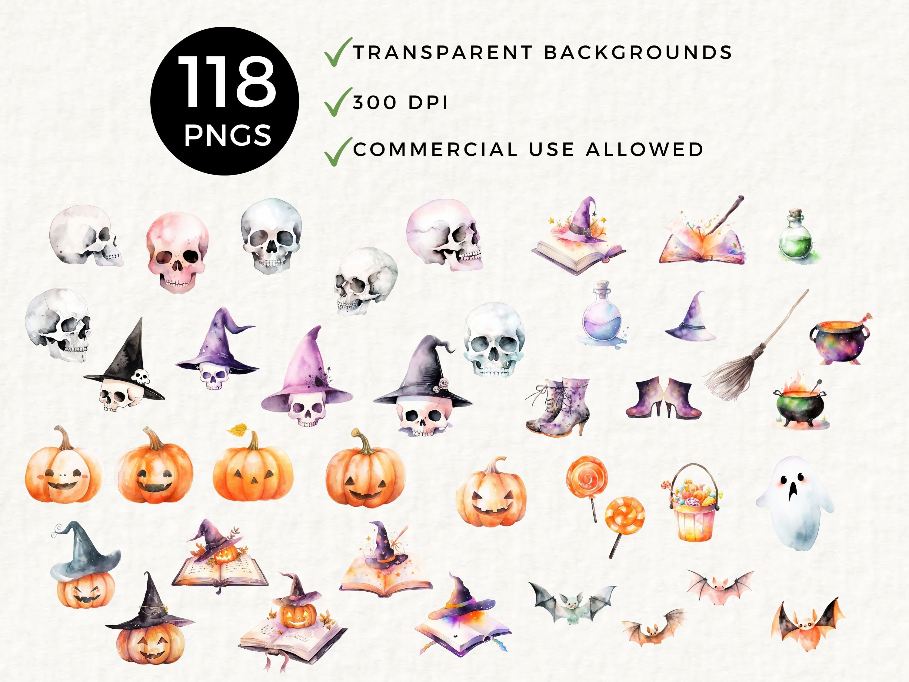 Cute Halloween Clipart Mega Bundle Commercial Use Clip Art - Etsy