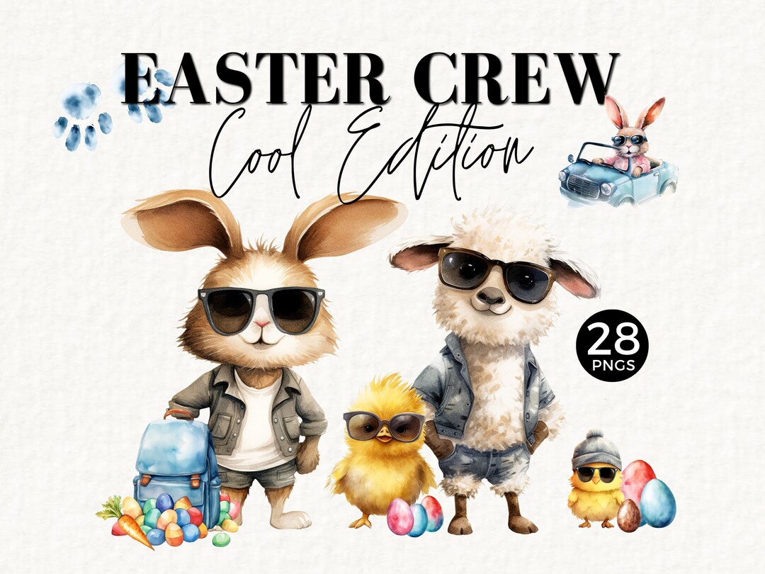 Easter Clipart for Boys, Cool Gang PNG, Funny Bunny, Animals With ...