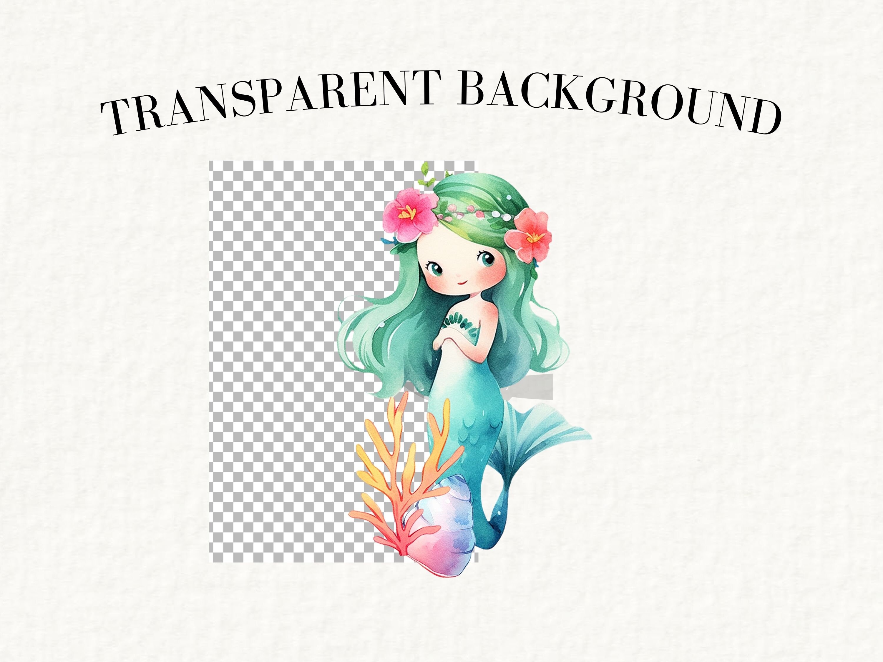 Mermaid Watercolor Clipart, Transparent PNG Illustrations, Underwater ...