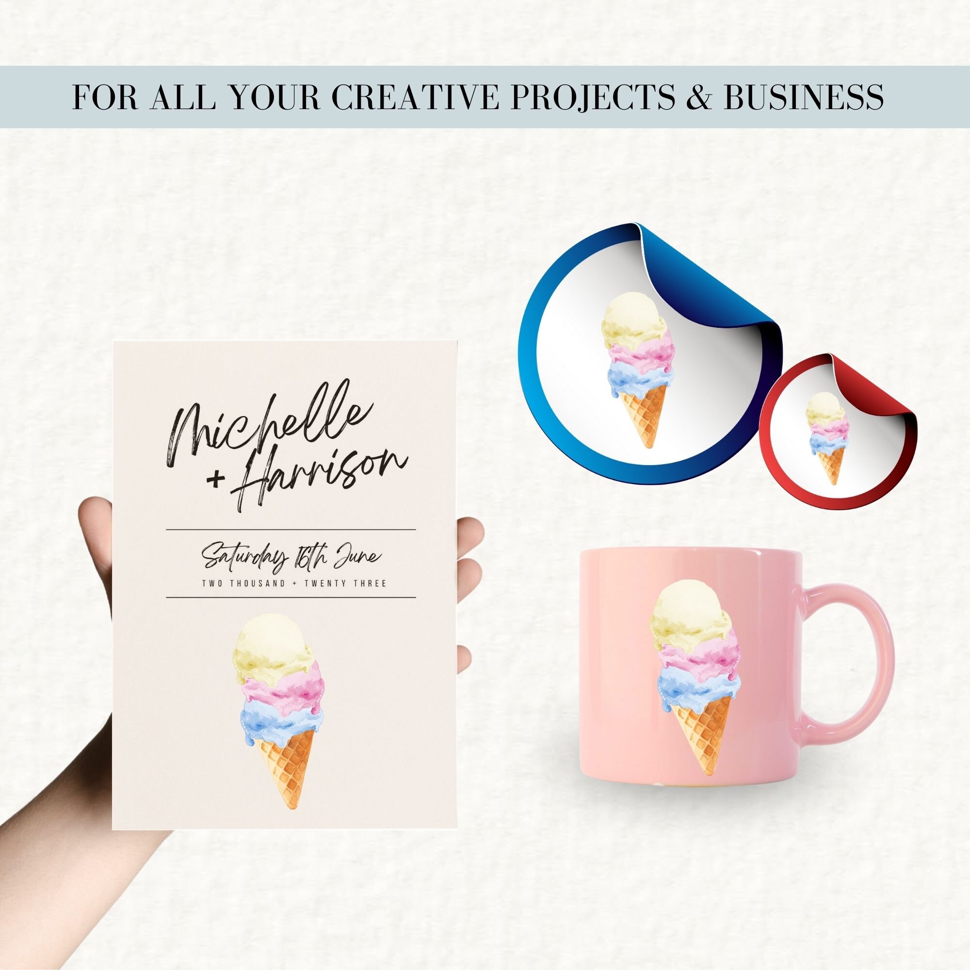 Ice Cream Scoop PNG Printable Ice Cream Cone Clipart Party - Etsy