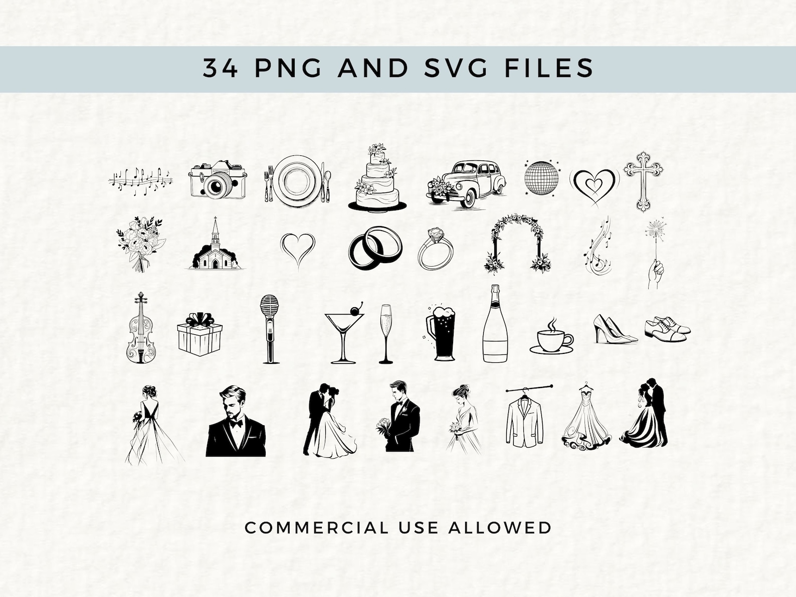 Wedding Timeline Icons, Marriage Icon Pack, Wedding Elements Clipart ...