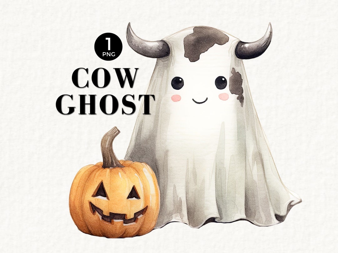 Halloween Cow Ghost Clipart, SINGLE Png FILE, Sweater POD, Sublimation ...
