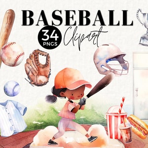 Baseball Watercolor Clipart Bundle, Kids Playing Baseball, Transparent ...