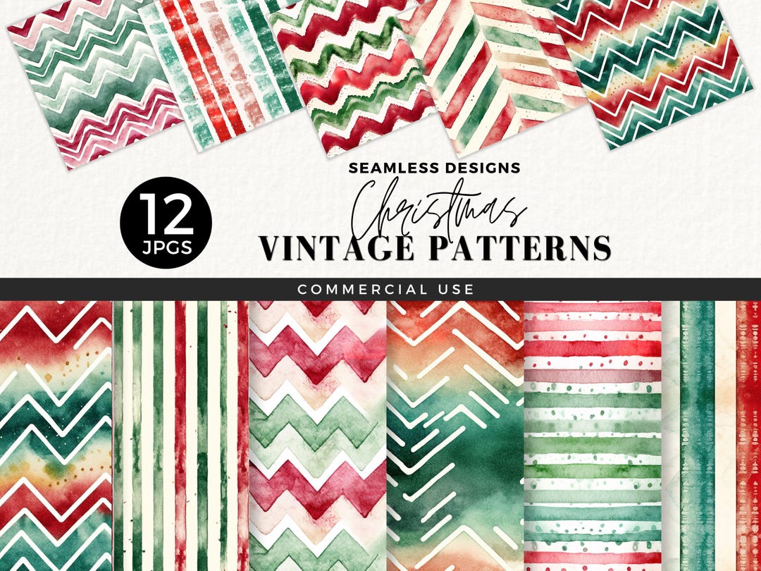 Vintage Christmas Digital Paper, SEAMLESS Xmas Background, Commercial ...