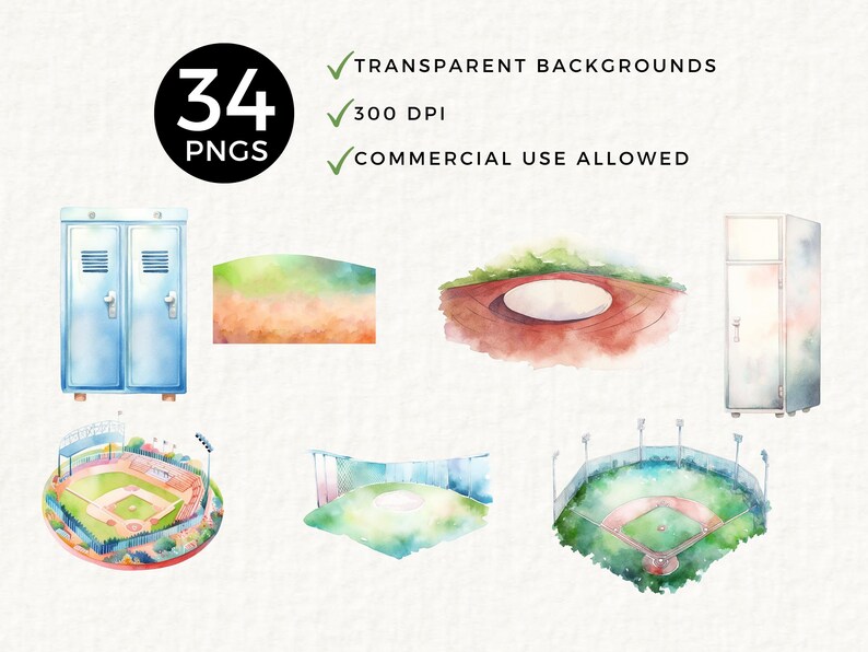 Baseball Watercolor Clipart Bundle, Kids Playing Baseball, Transparent ...