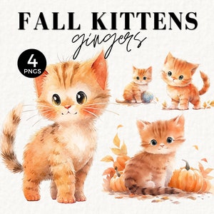 Cute Fall Kittens Clipart, Ginger Cat, Commercial License, Cat Mom, Cat ...