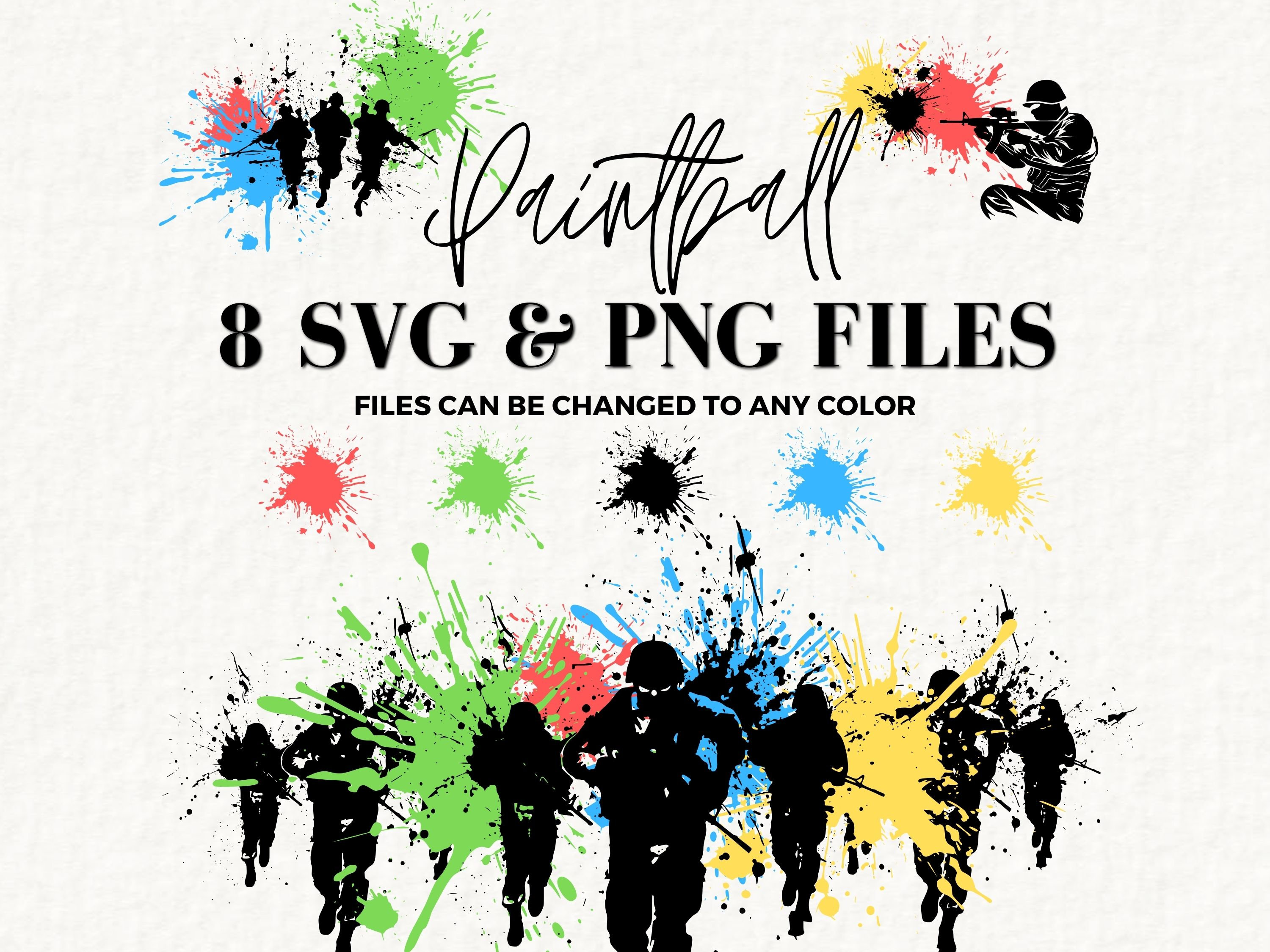 Paintball Player SVG, Illustration for Paintabll Party Invites, Paint ...