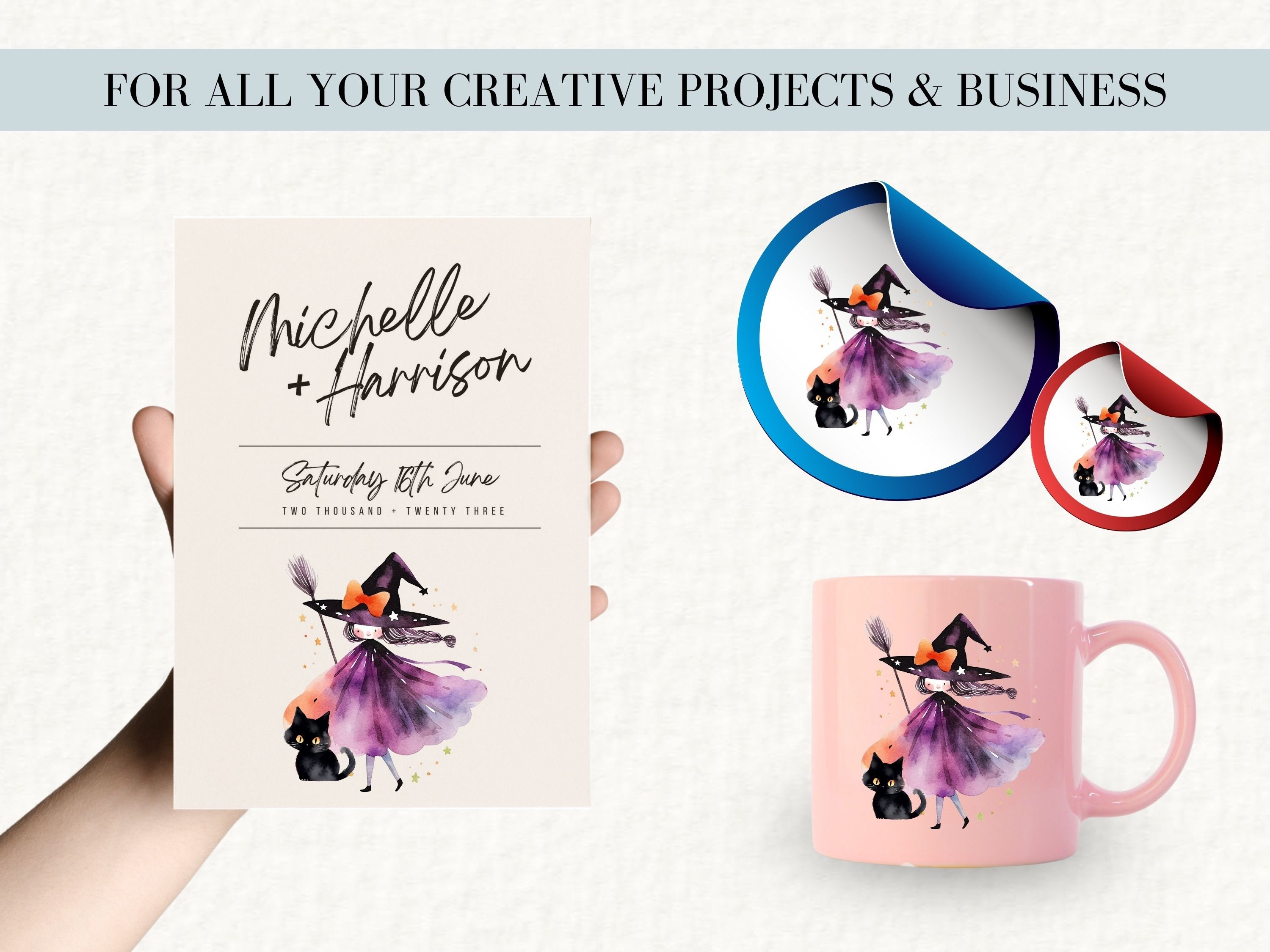 Little Witch Clipart Cute Halloween Clipart Commercial Use - Etsy