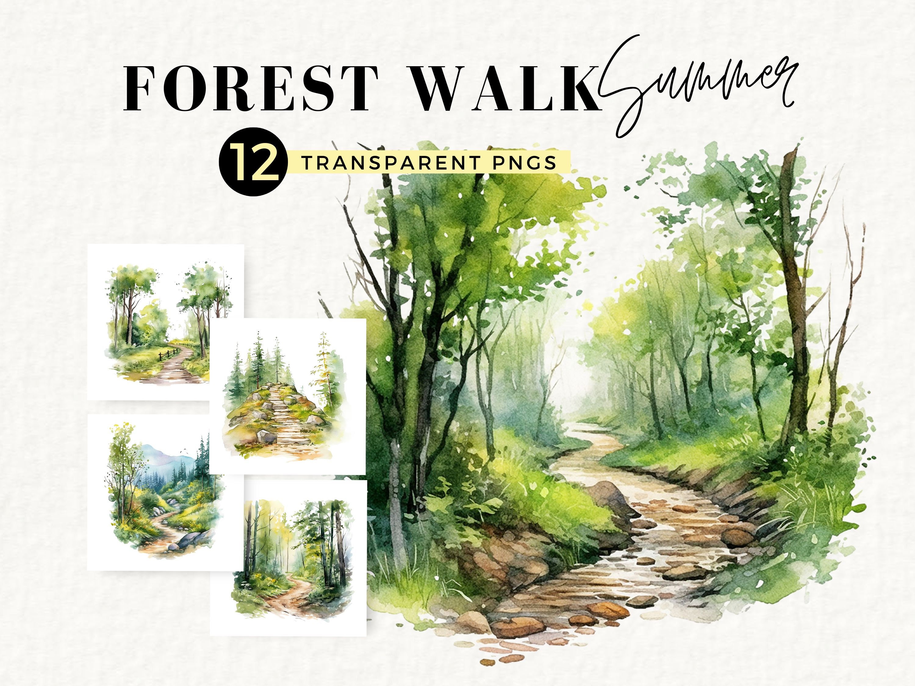Forest Path Clipart Summer Hiking Trail 12 High Res - Etsy
