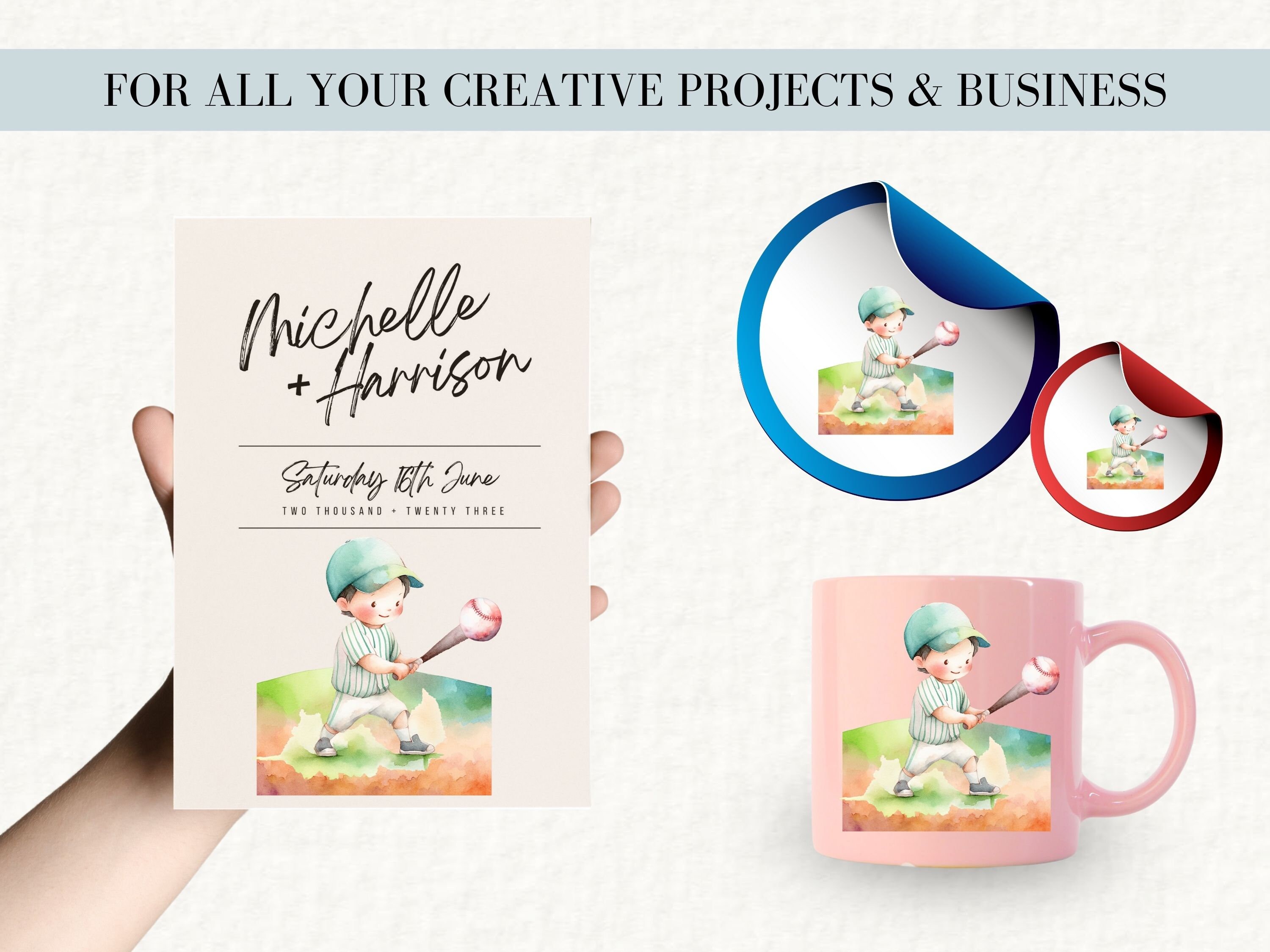 Baseball Watercolor Clipart, Kids Playing Baseball, Boys Baseball PNG ...