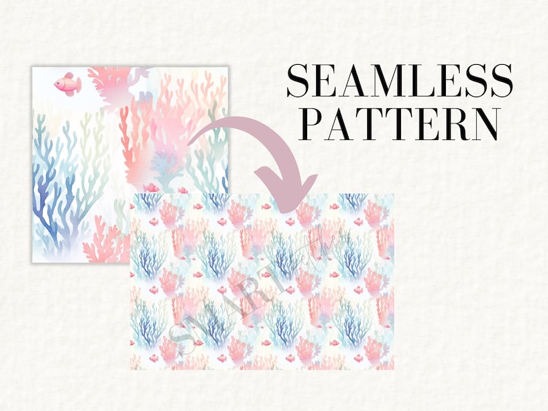 Under the Sea Digital Background, Seamless Paper, Coral and Bubbles ...