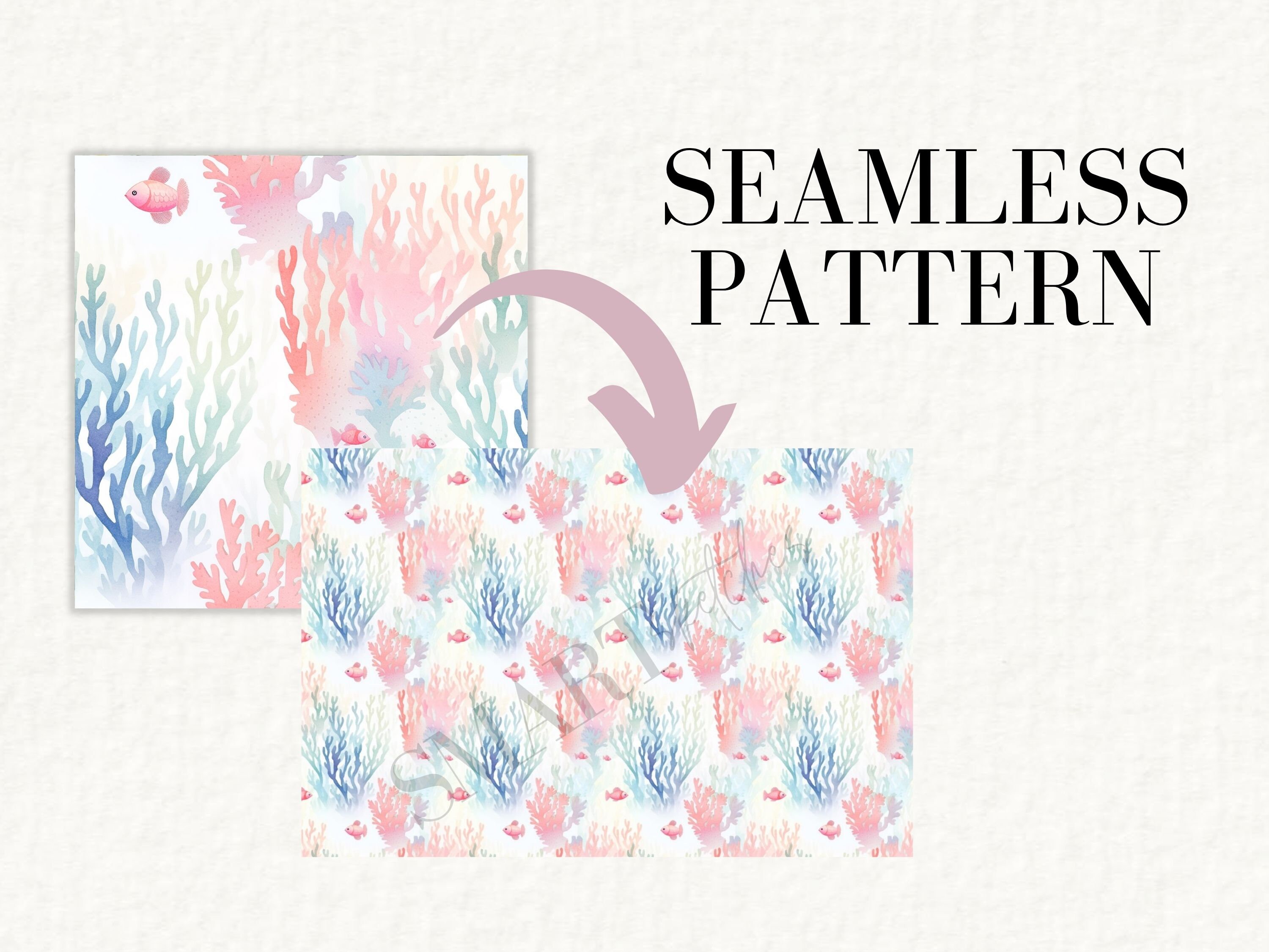 Under the Sea Digital Background, Seamless Paper, Coral and Bubbles ...