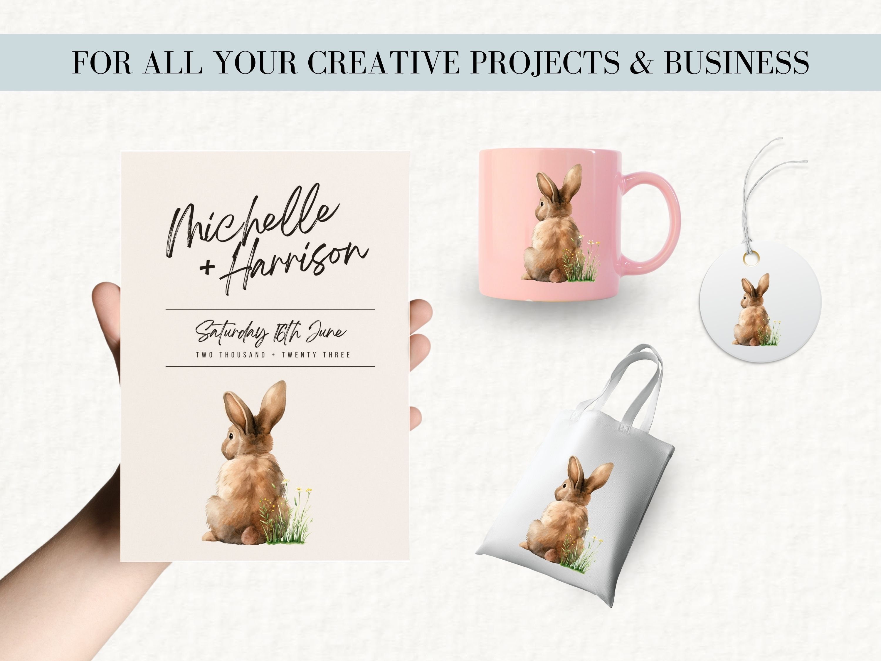 Simple Easter Bunny Clipart, Cute Baby Animals, Spring Woodland ...
