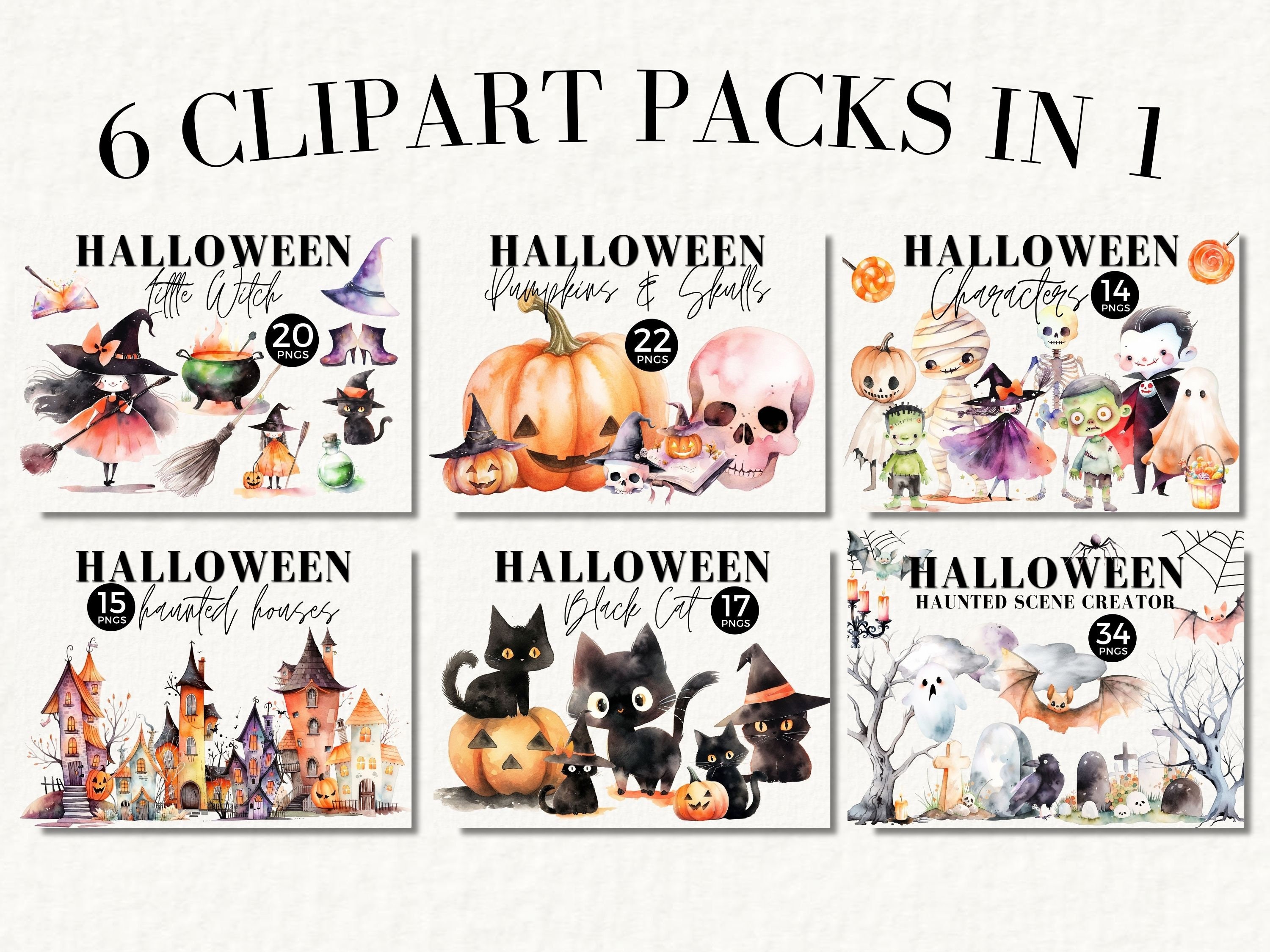Cute Halloween Clipart Mega Bundle Commercial Use Clip Art - Etsy