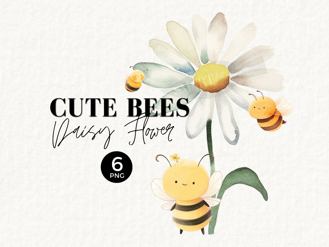 Daisy and Bee Clipart, Nursery Decor, Instant Download, Cute Bees ...