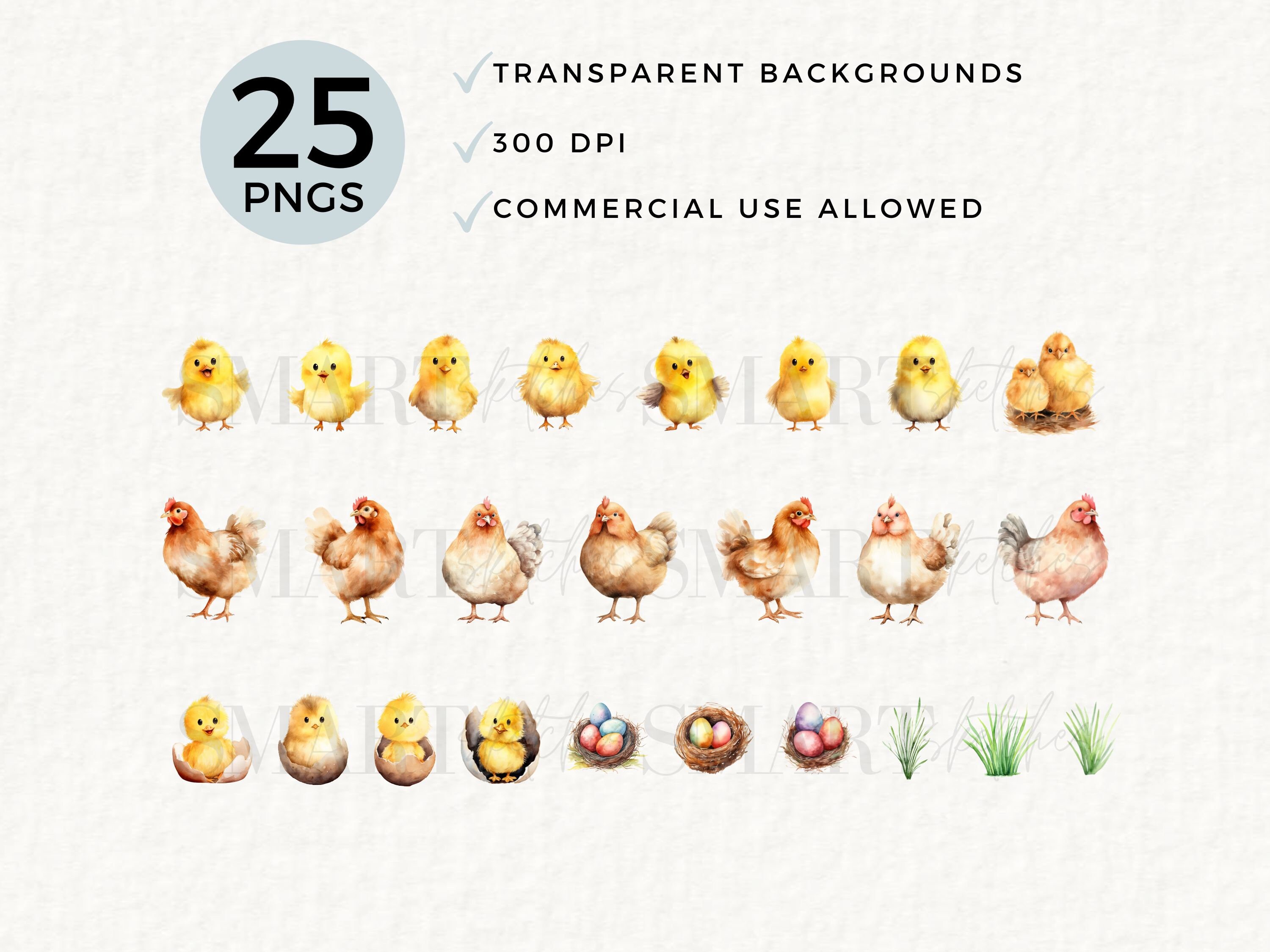 Hen Clipart With Watercolor Cute Easter Chicks, Farm Birthday Girl PNG ...