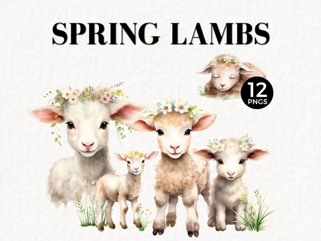 Easter Lamb Clip Art, Vintage, Sublimation Printable, Junk Journal ...