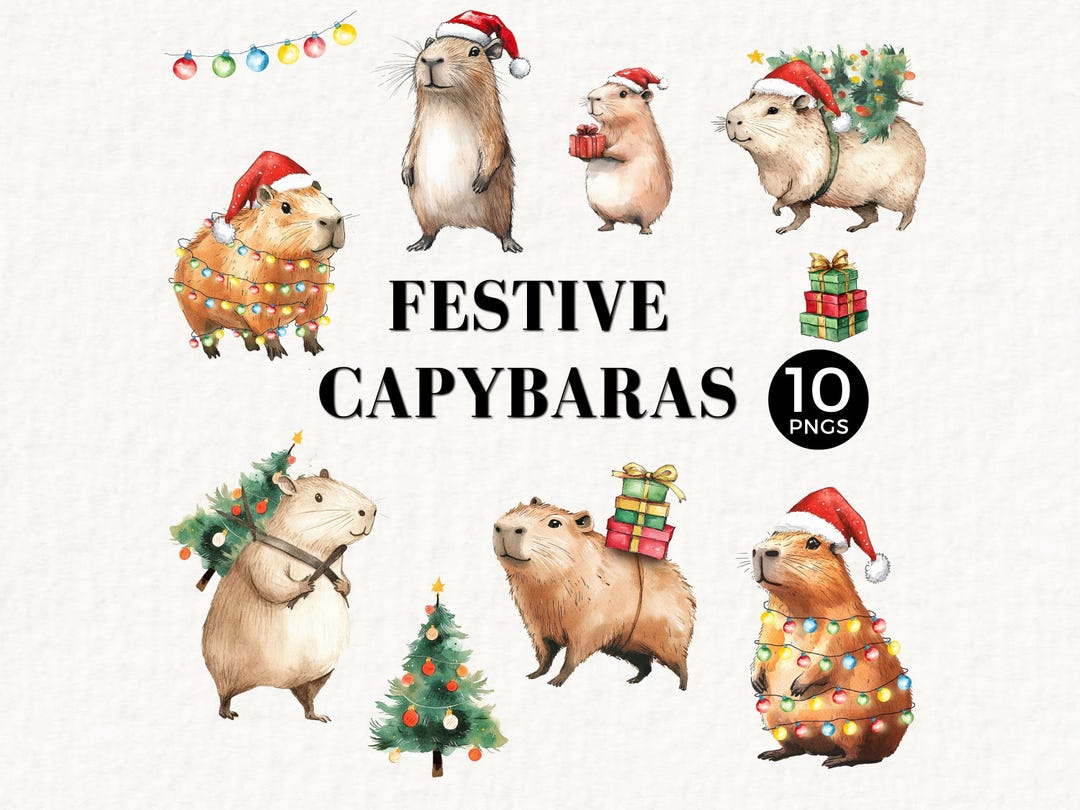 Capybara Clip Art, Commercial Use for Christmas Ornament, T-shirt ...