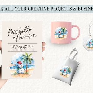 Santa on the Beach Clipart, Christmas in July, Summer, Tropical Xmas ...