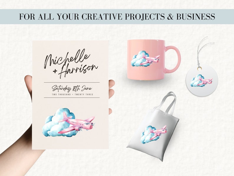 Pink Aviation Clipart, Cute Vintage Watercolor Plane, Girl Baby Shower ...