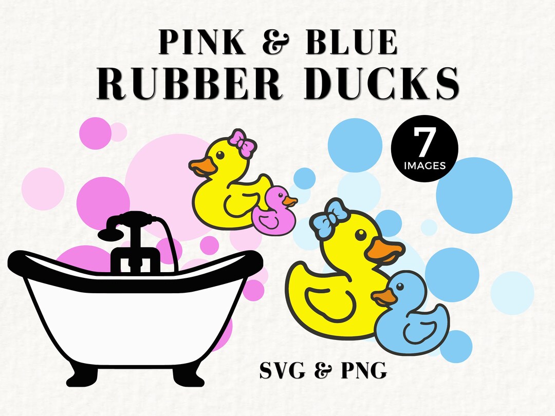 Rubber Duck in Bubbles Clipart, Baby Shower Invite PNG, Pink or Blue ...