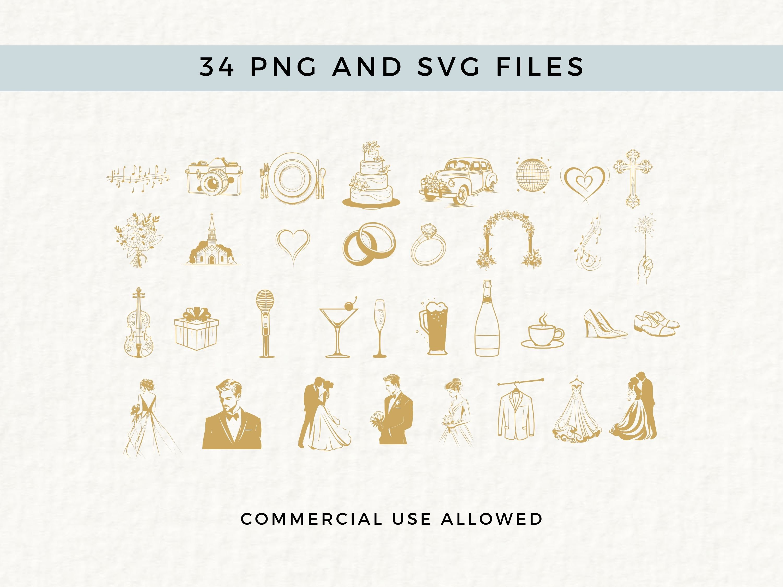 Wedding Timeline Icons, Gold, Marriage Icon Pack, Wedding Elements ...