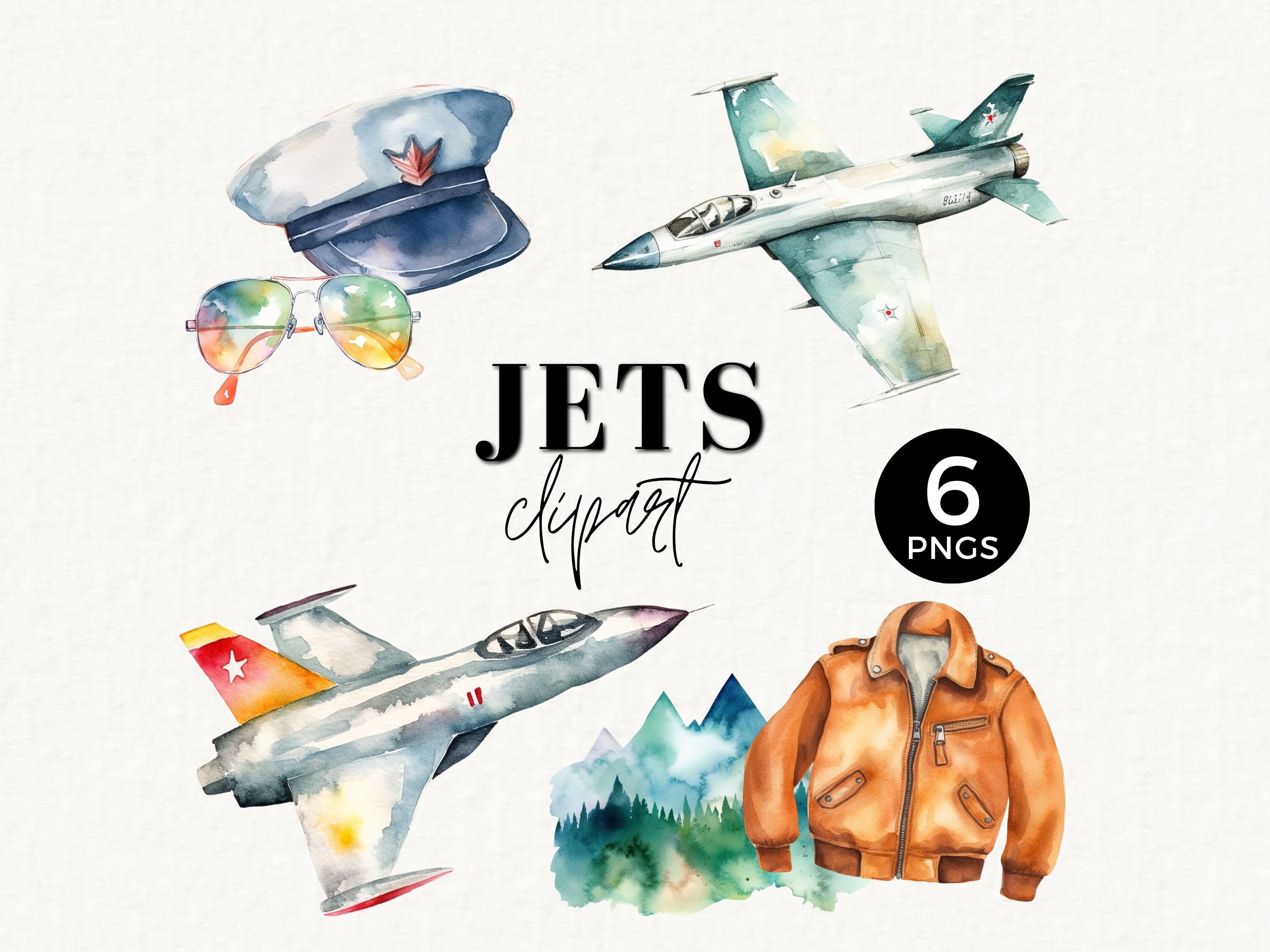 Jet Planes Aviation Clipart Set, Flying Clip Art, Airplane PNG, Pilot ...