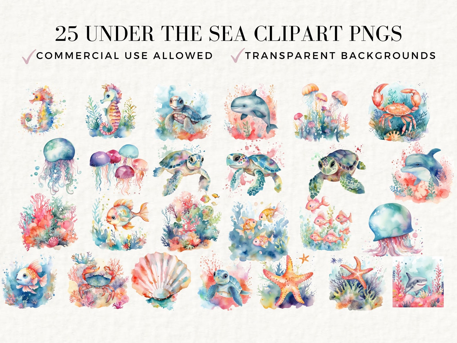 Under the Sea Clipart Bundle, Baby Shower or Nursery Wall Art Decor ...