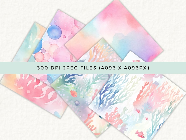Under the Sea Digital Background, Seamless Paper, Coral and Bubbles ...