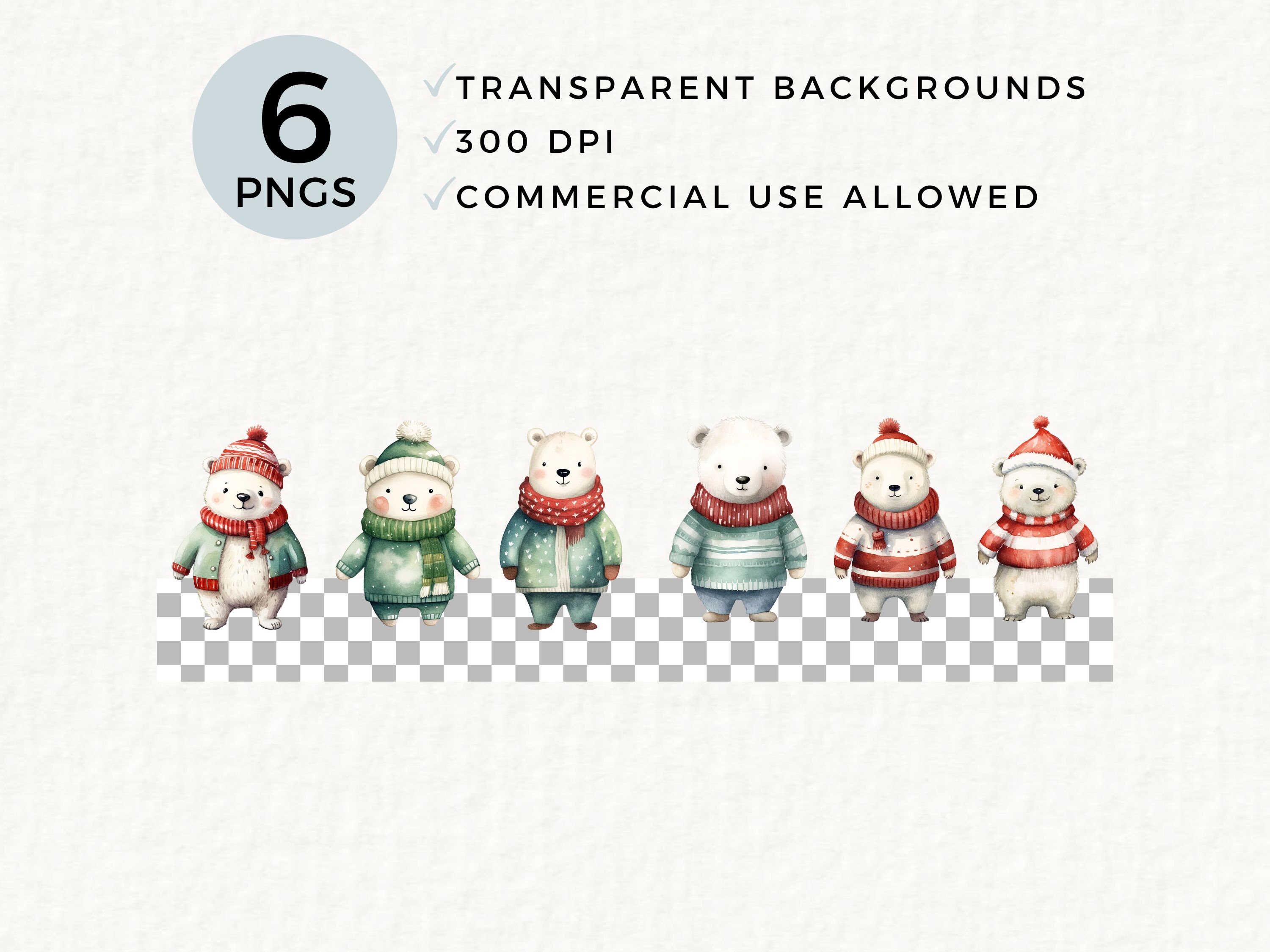 Winter Animal Clipart, Polar Bear in Ugly Christmas Sweater, Woodland ...