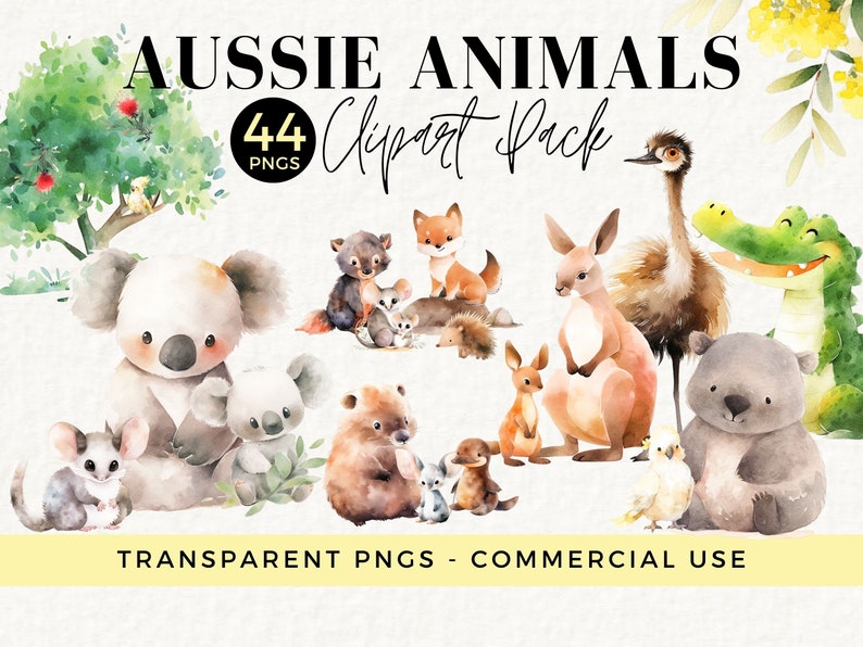 Australian Animal Clipart, Watercolor, PNG Files, Koala Clipart ...