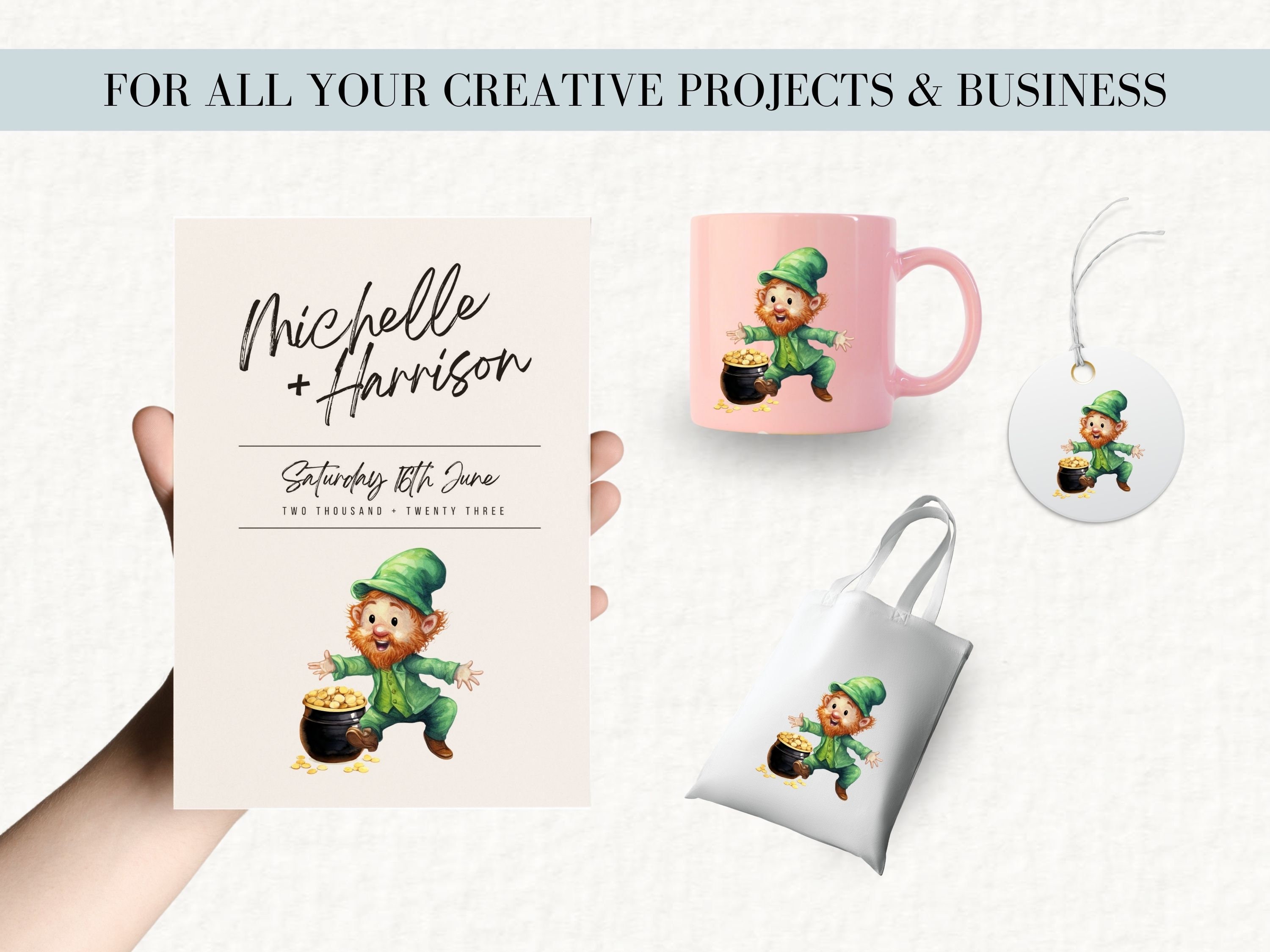 Leprechaun Clipart, St Patrick's Day PNG, Pot O Gold, Rainbow Four Leaf ...