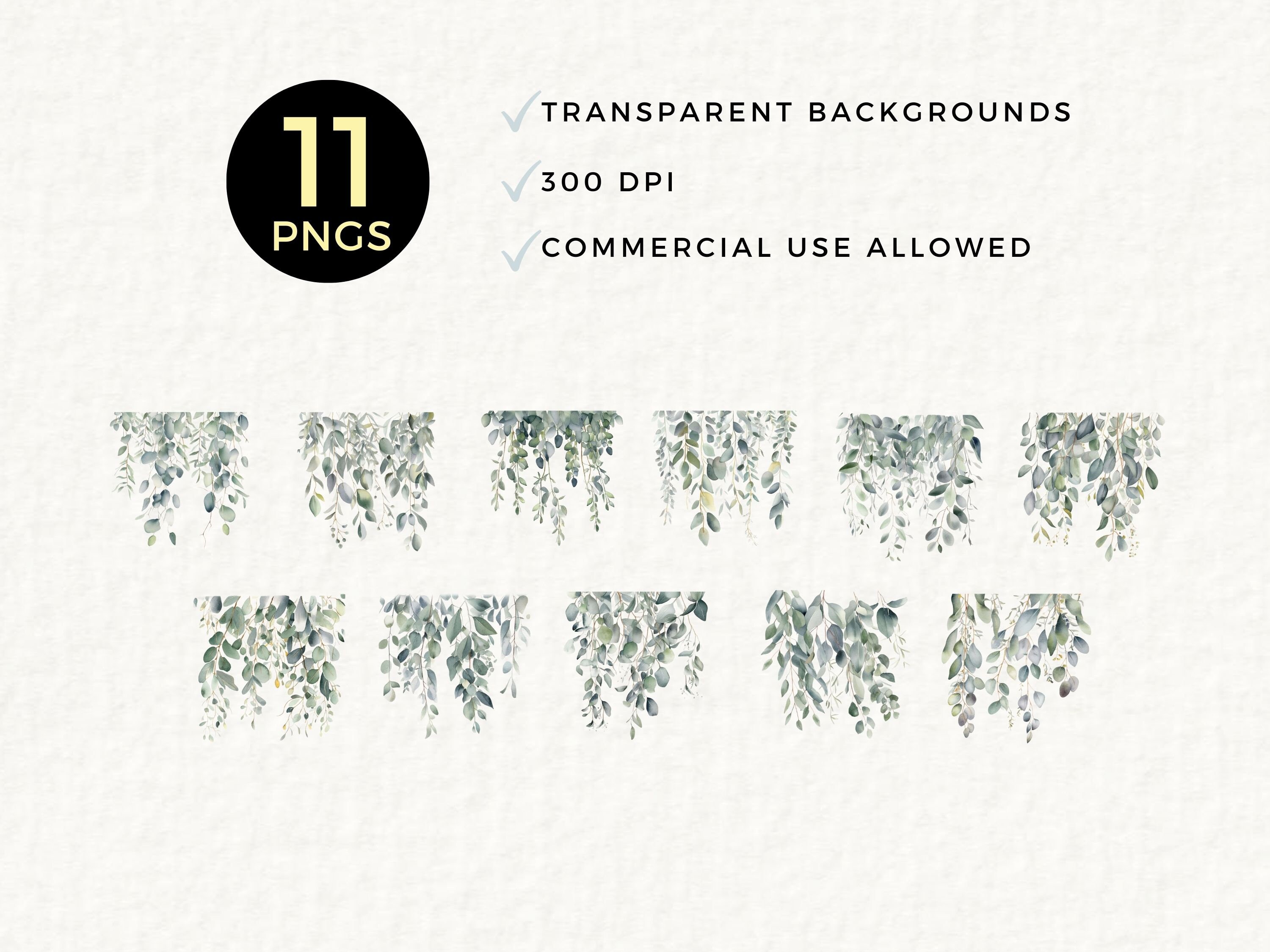 Eucalyptus Watercolor Clipart Bundle, Brown Green Gold Leaves and ...
